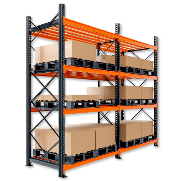 Racks de almacenamiento y Estanterías metálicas modulares.